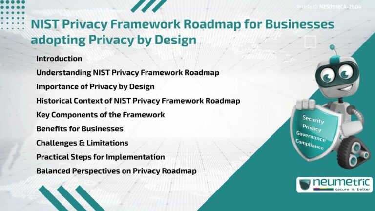 NIST Privacy Framework Roadmap for Businesses adopting Privacy by Design