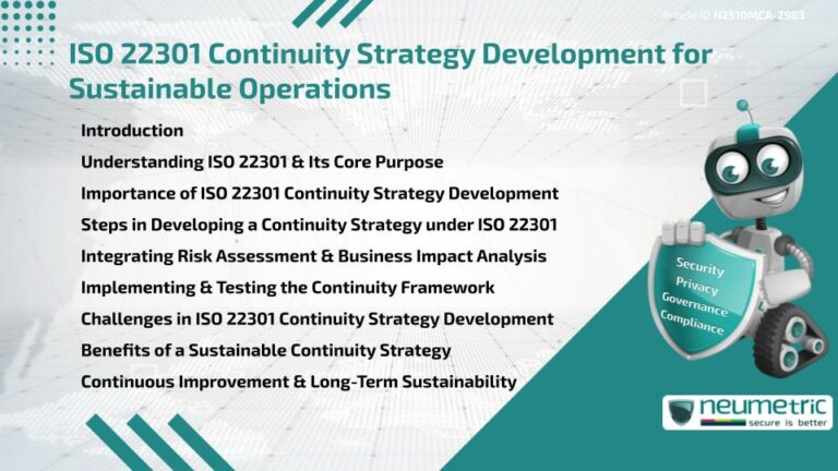 ISO 22301 Continuity Strategy Development for Sustainable Operations