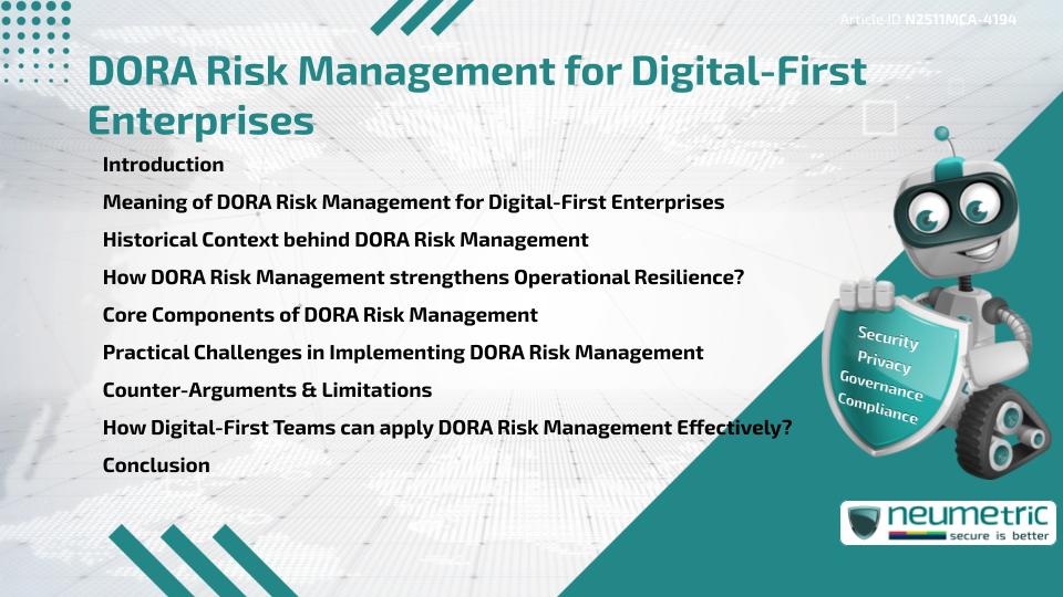 DORA Risk Management for Digital-First Enterprises