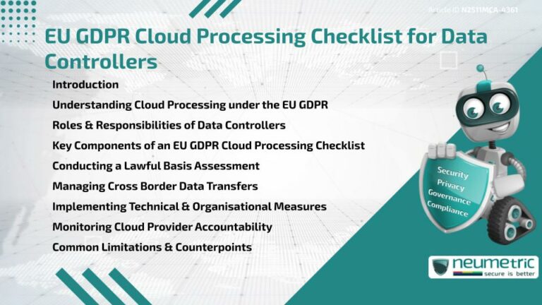 EU GDPR Cloud Processing Checklist for Data Controllers