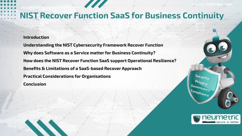 NIST Recover Function SaaS for Business Continuity