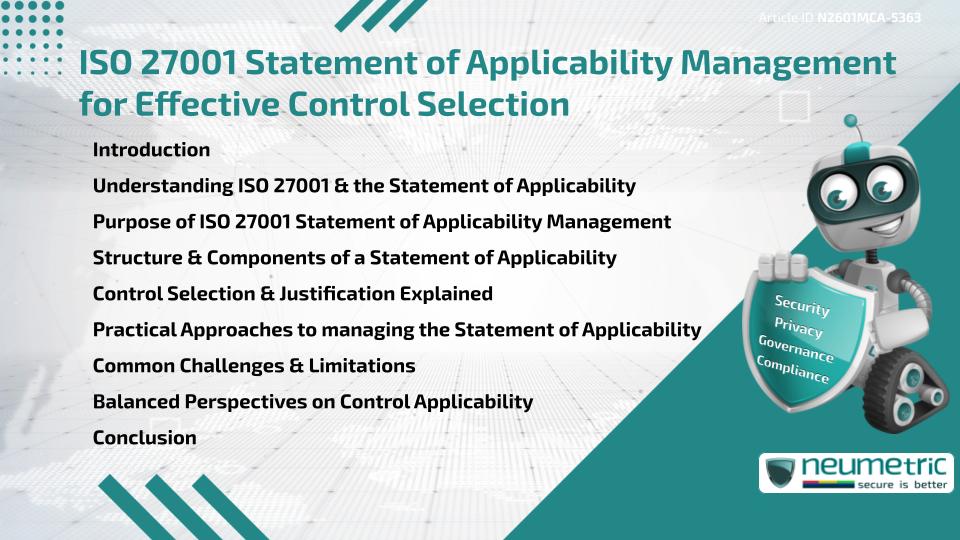 ISO 27001 Statement of Applicability Management for Effective Control ...