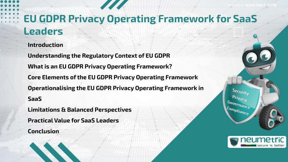 EU GDPR Privacy Operating Framework for SaaS Leaders