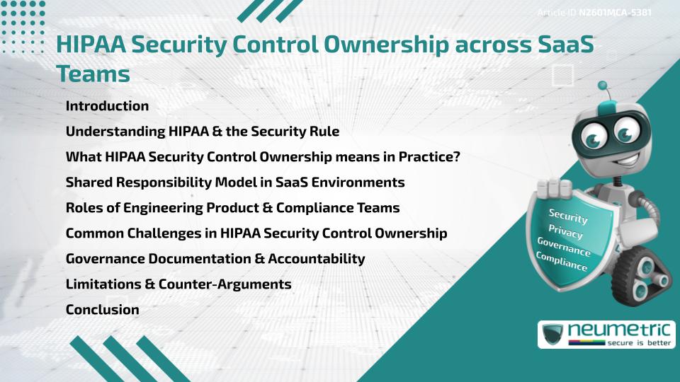HIPAA Security Control Ownership across SaaS Teams