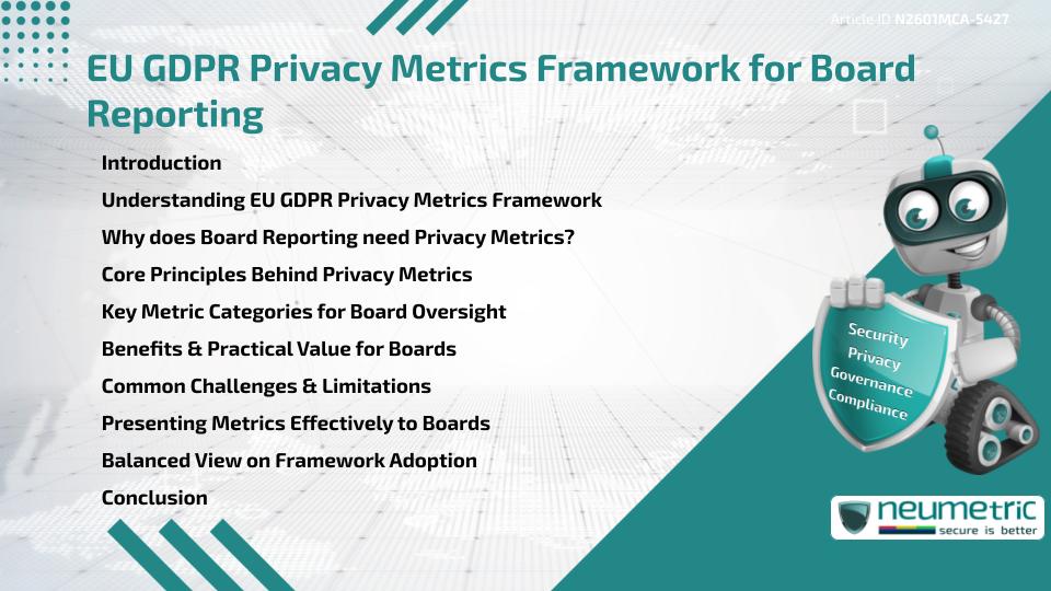 EU GDPR Privacy Metrics Framework for Board Reporting