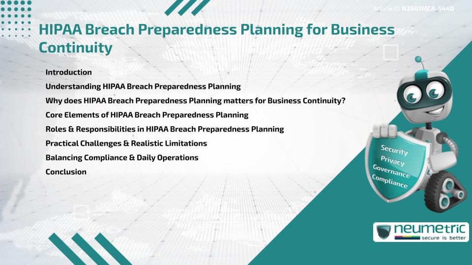 HIPAA Breach Preparedness Planning for Business Continuity